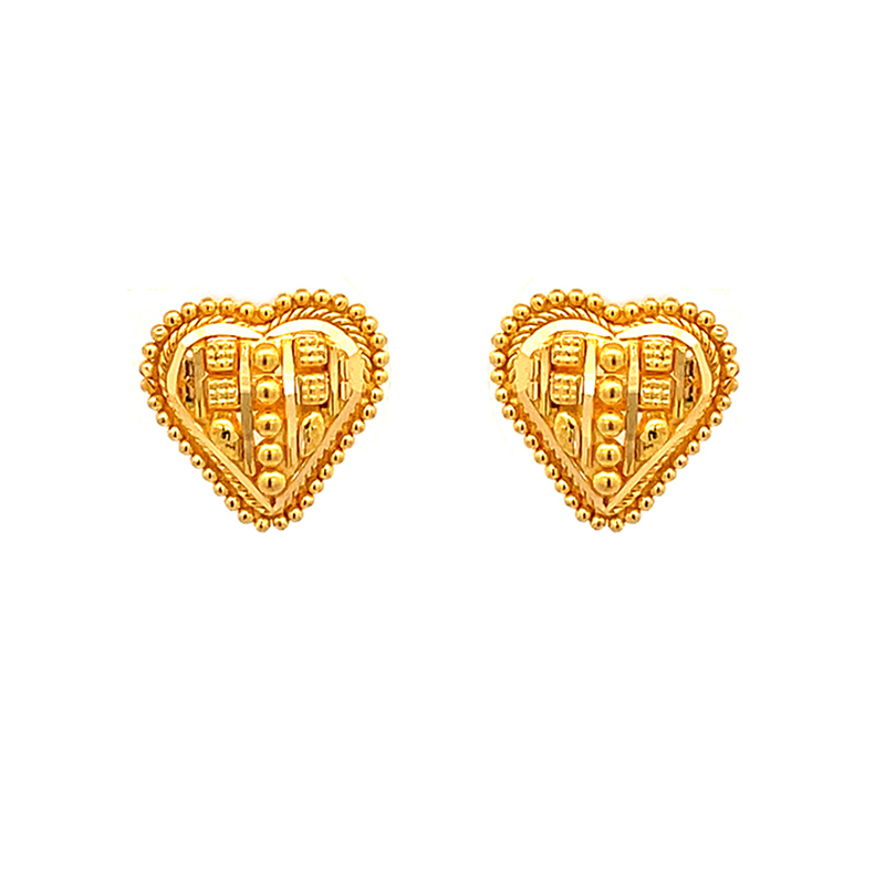 Heart shaped 22K Gold Earrings - ER-275