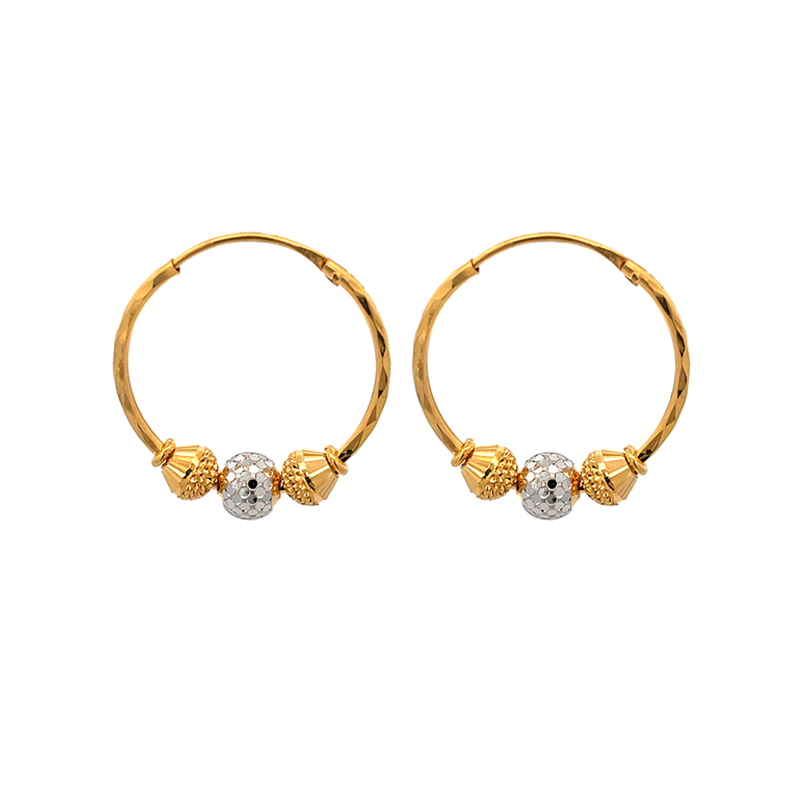 22K Two tone Gold Hoop Earrings - ER-430