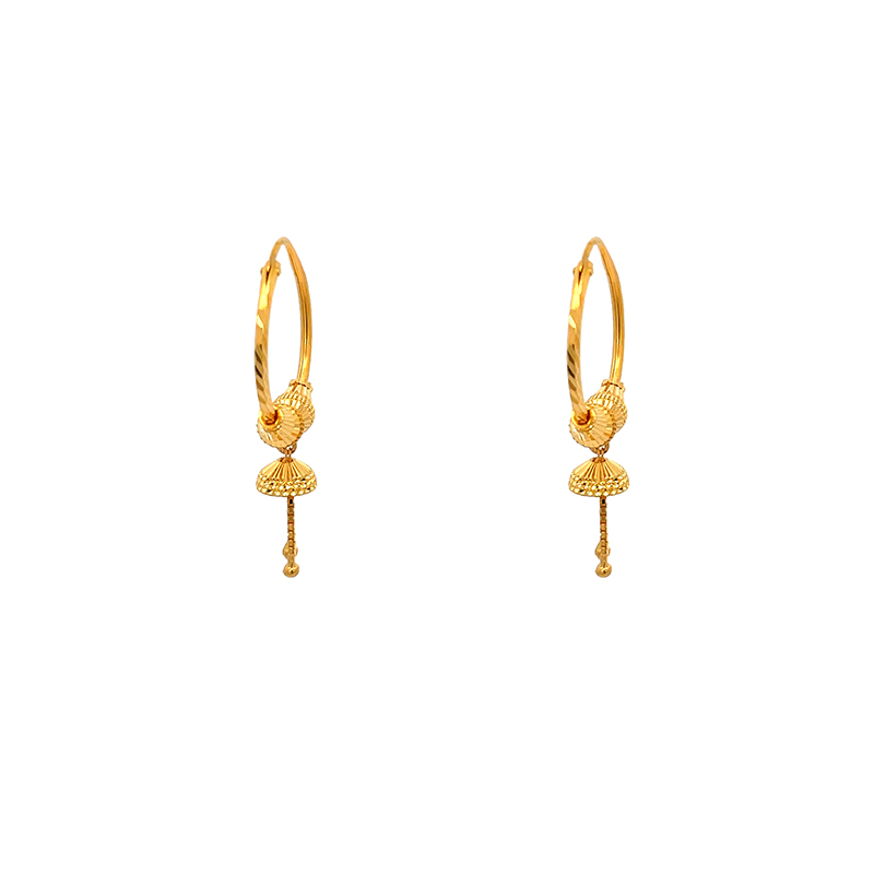 22K Gold Hoops with tassles - ER-528
