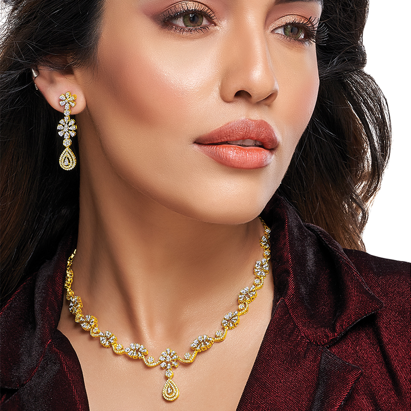 Diamond Necklace and Earring Sets | Teardrop Wedding Jewelry Set