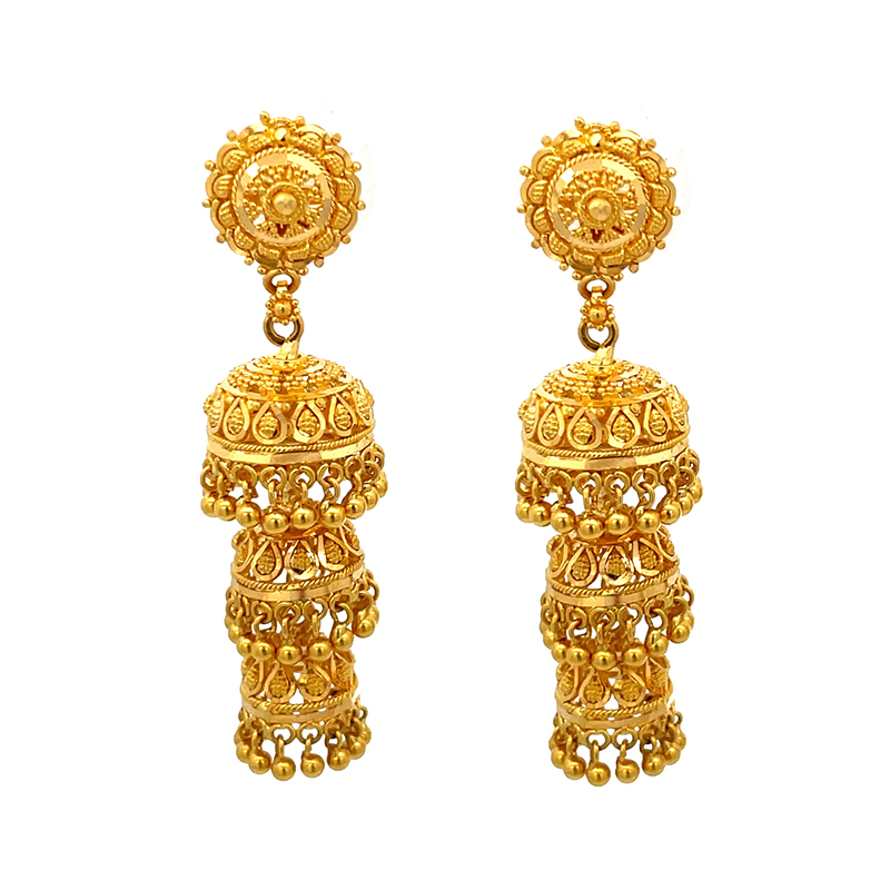 Gold Jhumka Earrings for Women | Indian Drop Jhumka Earrings Online