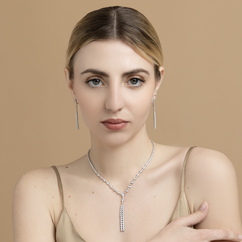 Diamond Necklace and Earring Sets | Teardrop Wedding Jewelry Set