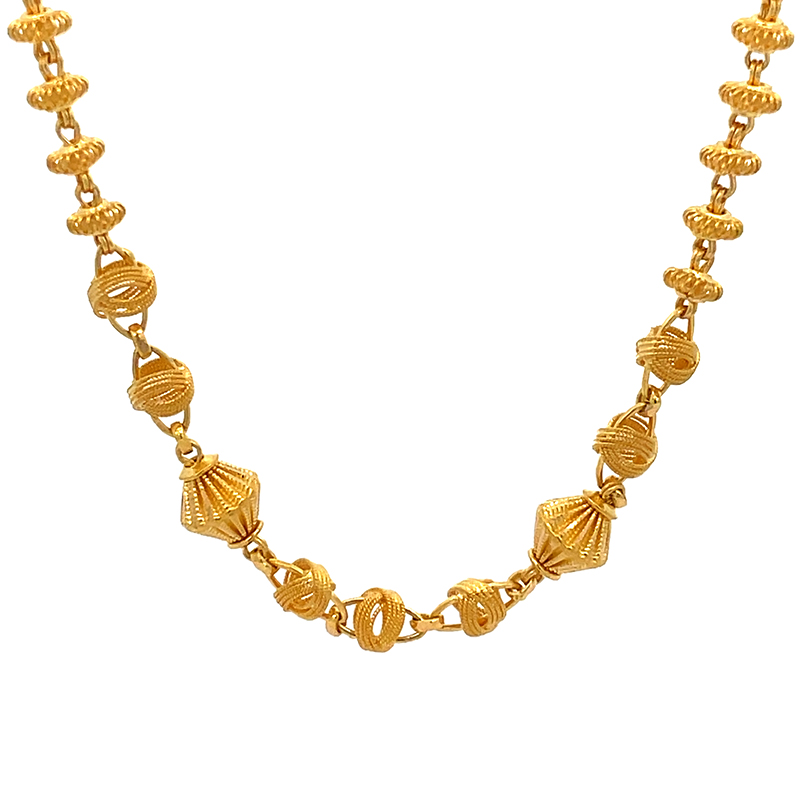 Delicately beaded Fancy Gold Chain - 17 inch - HMC-1769